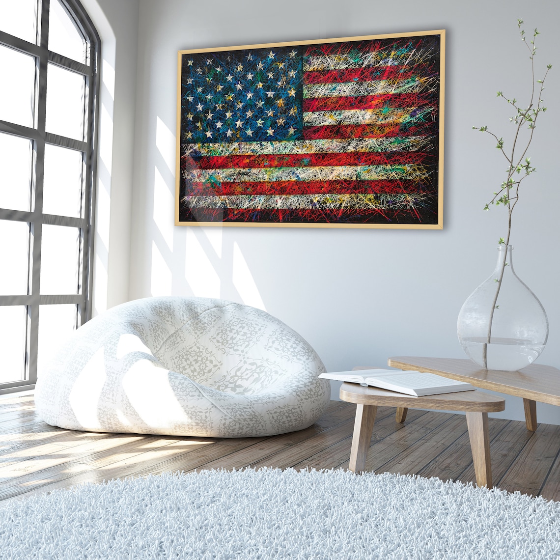 Hand Painted American Flag Art: Textured USA Vintage Decor - Etsy