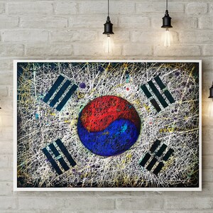 Flag of South Korea, Hand Painted Korean Flag Made in Unique Layered ...