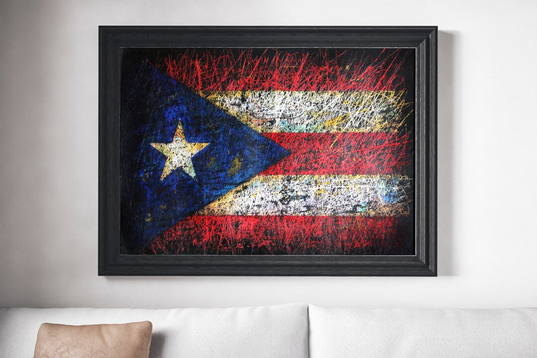 Hand Painted Puerto Rico Flag: Textured Industrial Art - Etsy