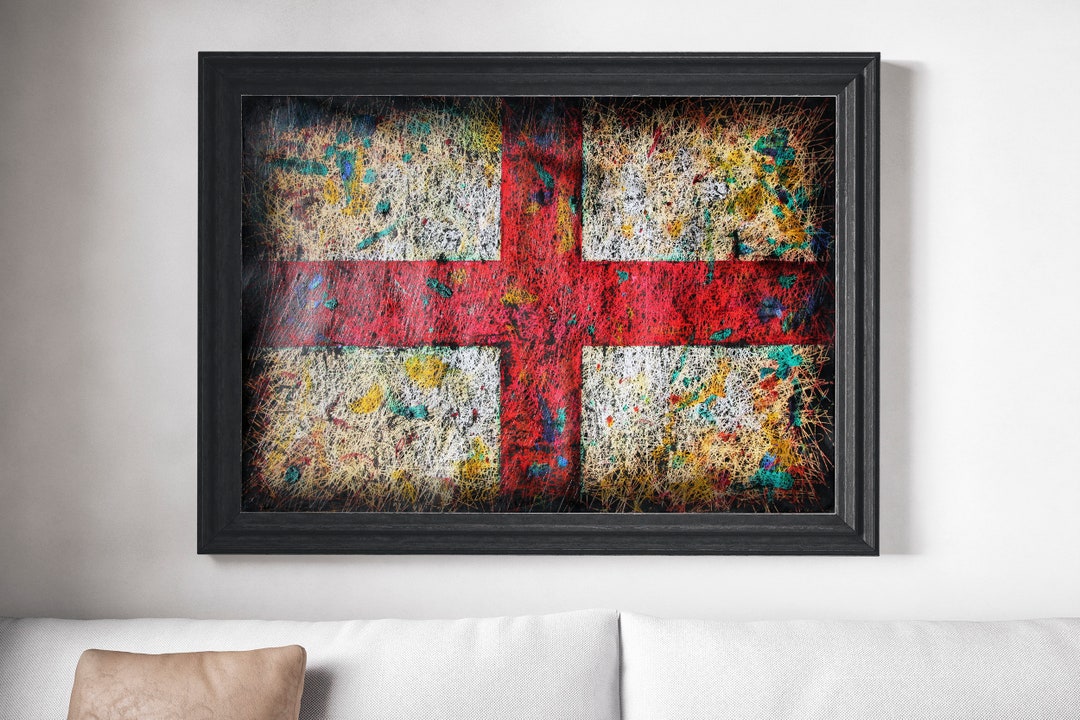 Flag of England, Hand Painted Distressed Vintage Flag of England, Mixed ...