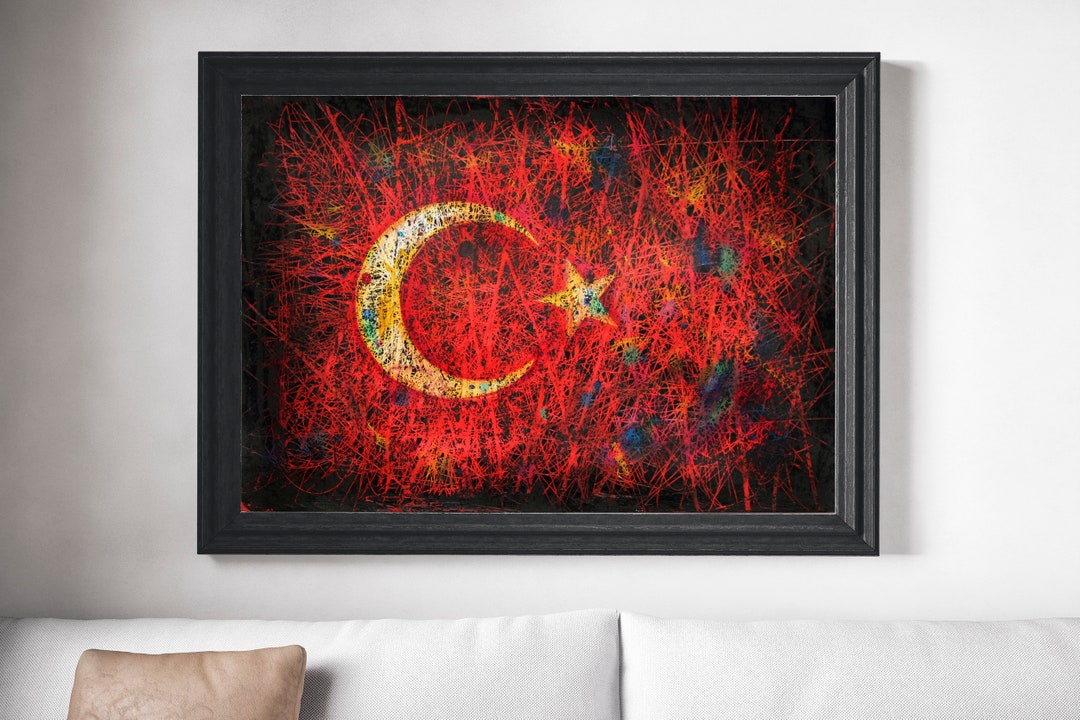 Flag of Turkey, Hand Painted Turkish Flag Made in Unique Layered ...