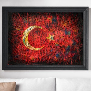 Flag of Turkey, Hand Painted Turkish Flag Made in Unique Layered ...