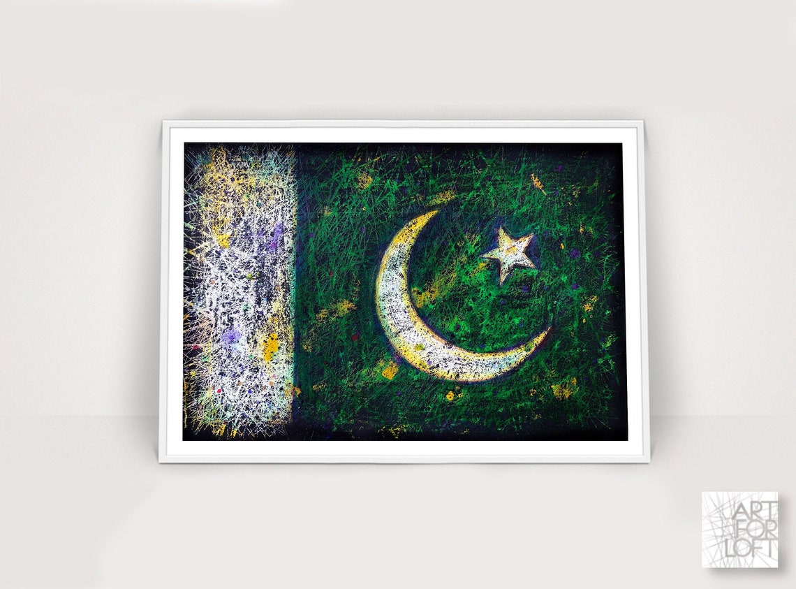 Flag of Pakistan Hand Painted Flag of Pakistan PK Crescent - Etsy