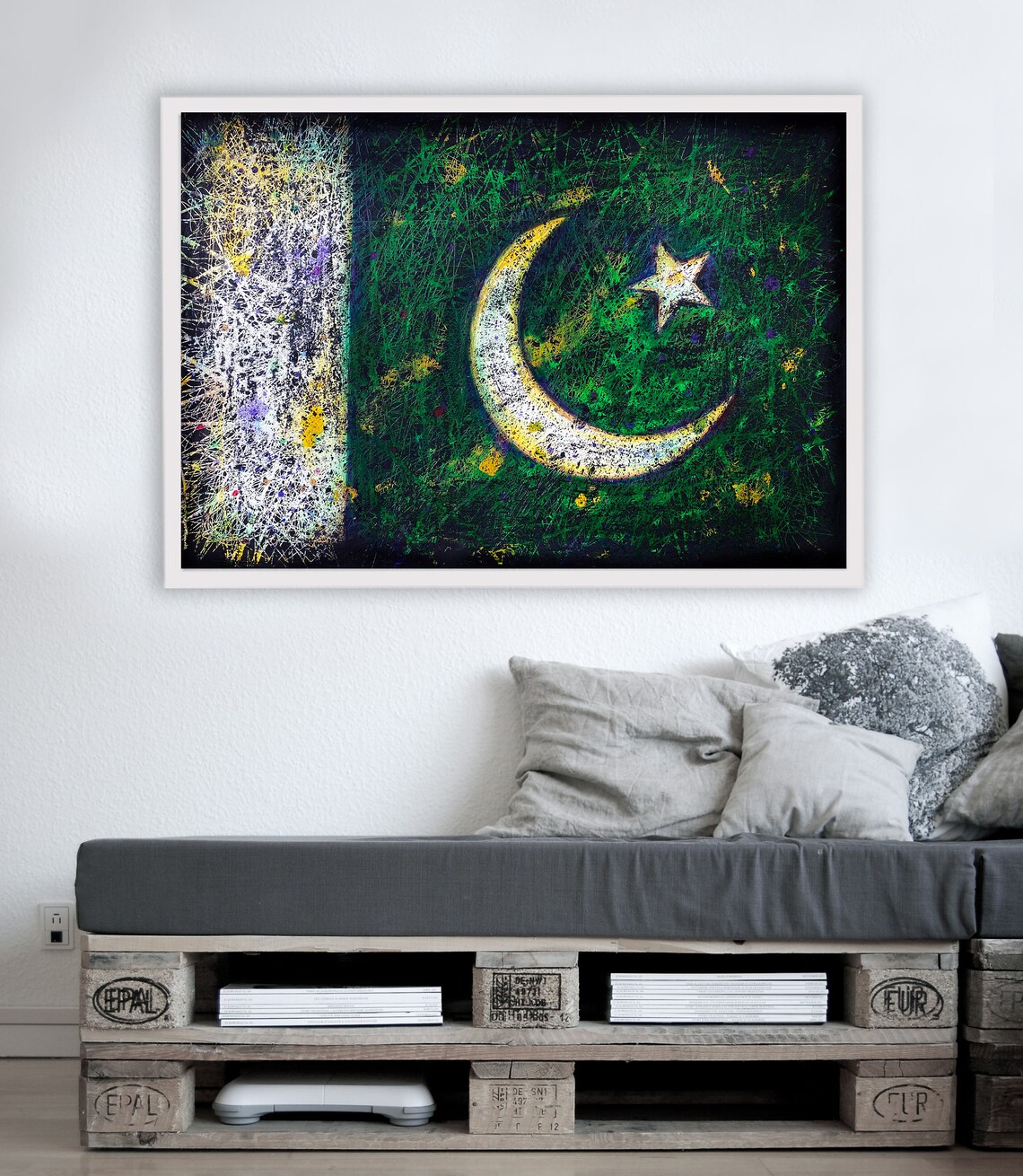 Flag of Pakistan Hand Painted Flag of Pakistan PK Crescent - Etsy