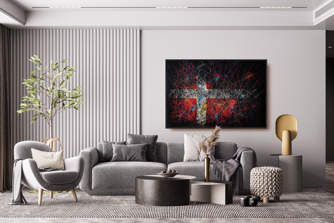 Hand Painted Flag of Denmark: Textured Mixed Media Art - Etsy