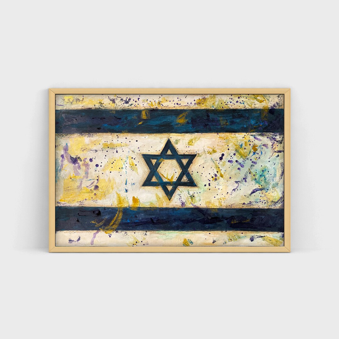 Hand Painted Israel Flag Wall Art, Distressed Jewish David Star ...