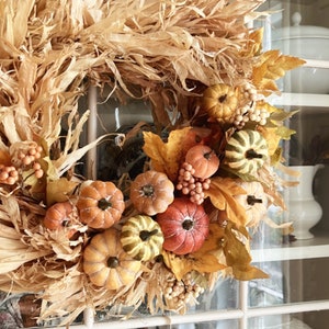 Fall Corn Shuck Wreath - Thanksgiving Corn Shuck Wreath - Farmhouse ...