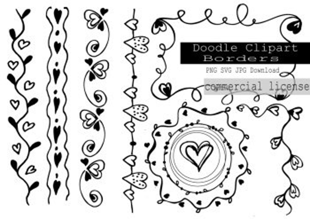 Doodle Clipart Borders Frames hand painted commercial use clipart ...