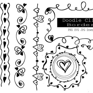 Doodle Clipart Borders Frames hand painted commercial use - Etsy.de
