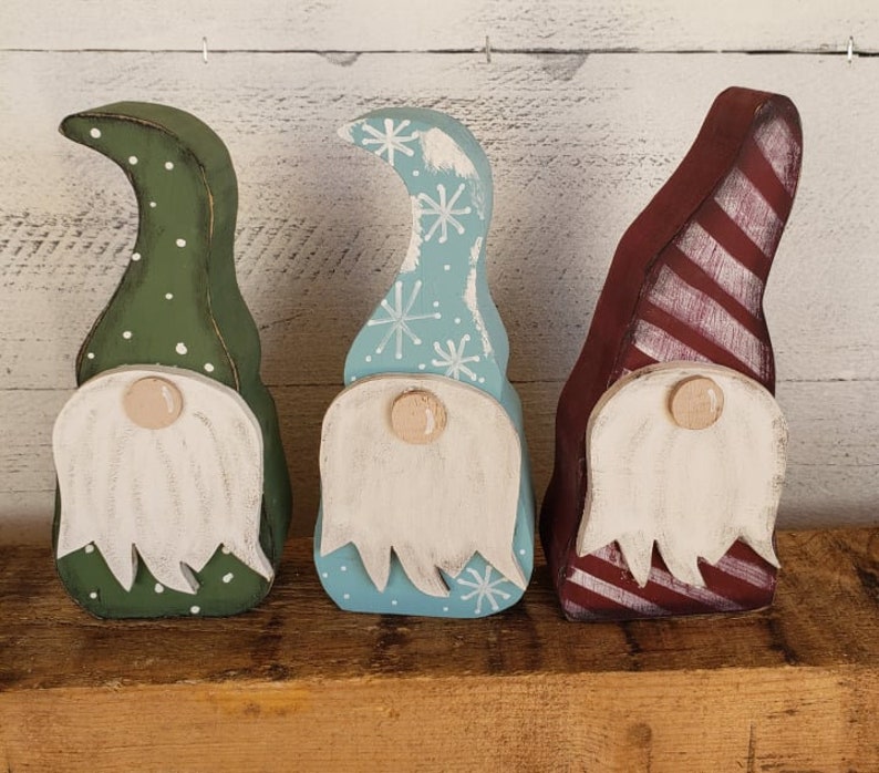 1-gnome Wood Finished Ornament Rustic Gnome Finished - Etsy