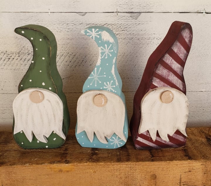 1-gnome Wood Finished Ornament Rustic Gnome Finished - Etsy