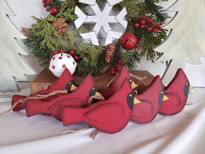 Cardinal Wood Finished Ornament Rustic Cardinal Finished - Etsy