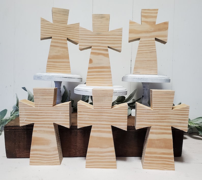 6-cross Chunky Style in Unfinished Wood for Tiered Tray Decor, Shelf ...