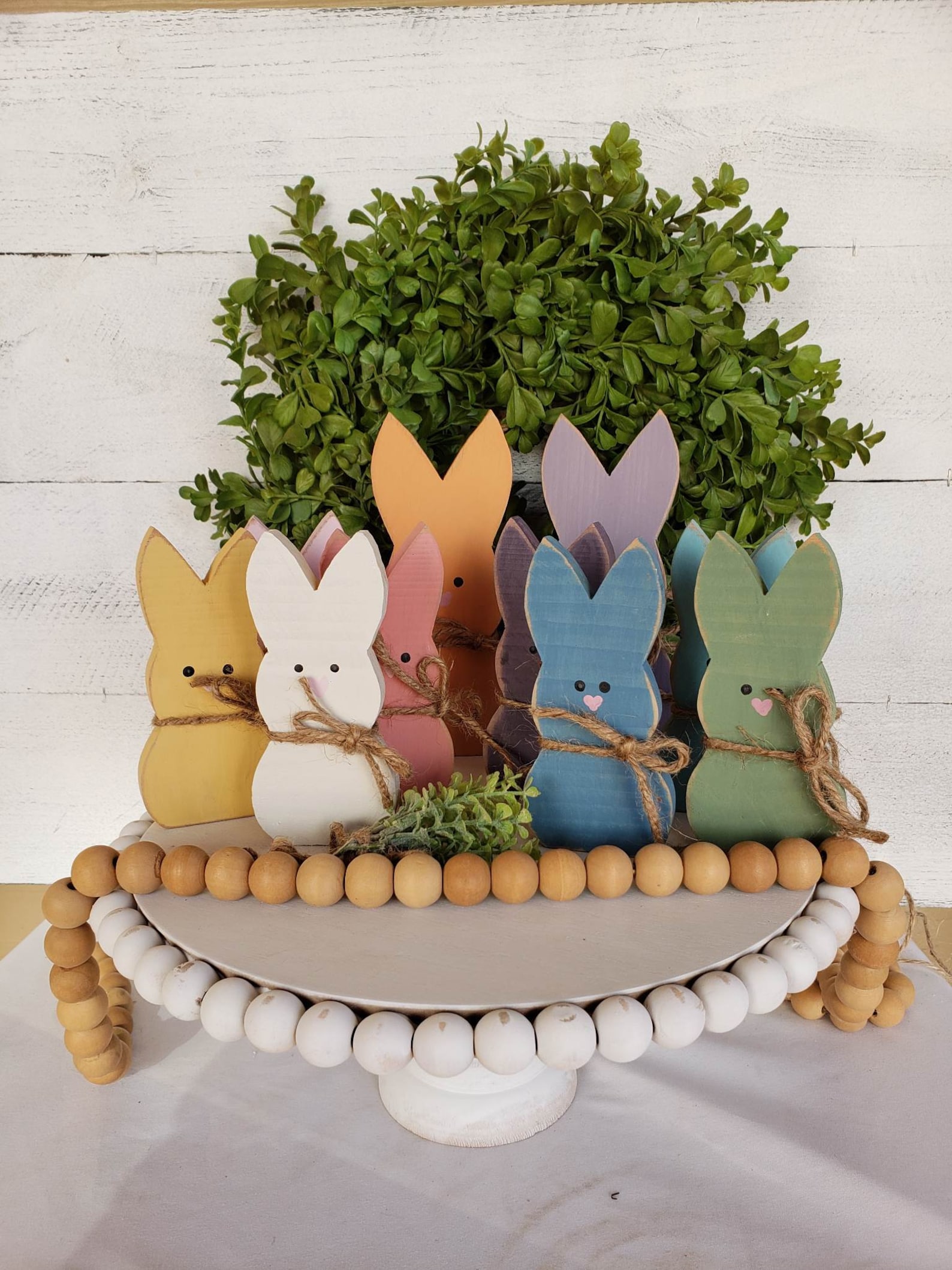 Bunny Wood Painted Tiered Tray Decor Spring Decor Home - Etsy
