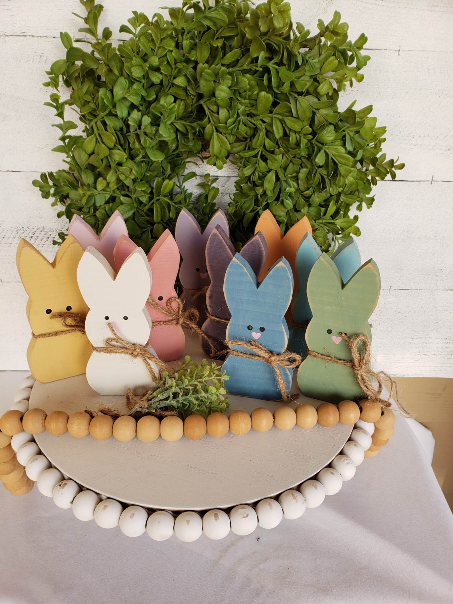Bunny Wood Painted Tiered Tray Decor Spring Decor Home - Etsy