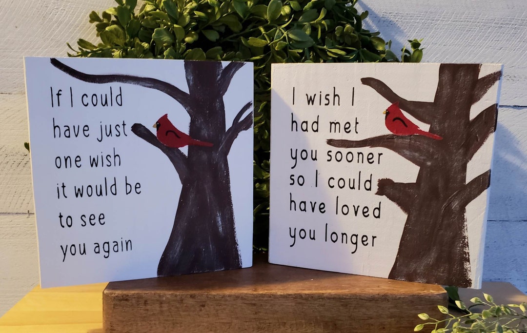 Block Cardinal See You One More Time, Painted Wooden Block, Memorial ...