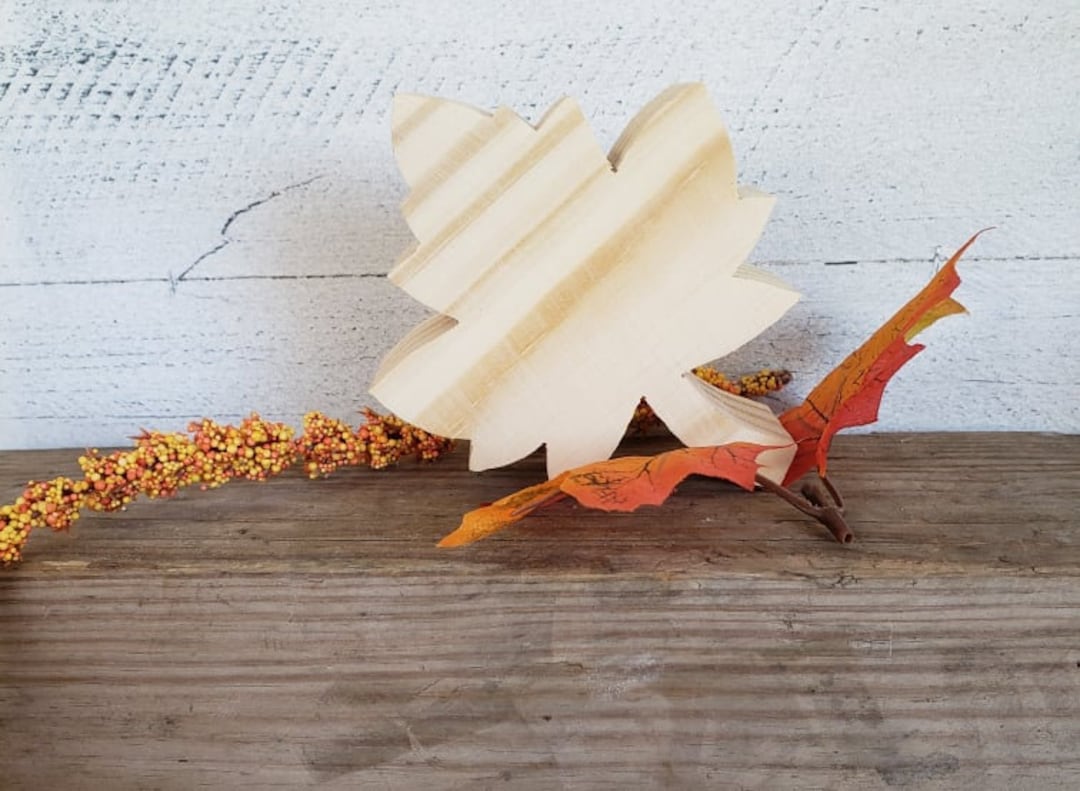 12 Chunky Maple Leaf Cutout in Unfinished Wood for Diyers or Businesses ...