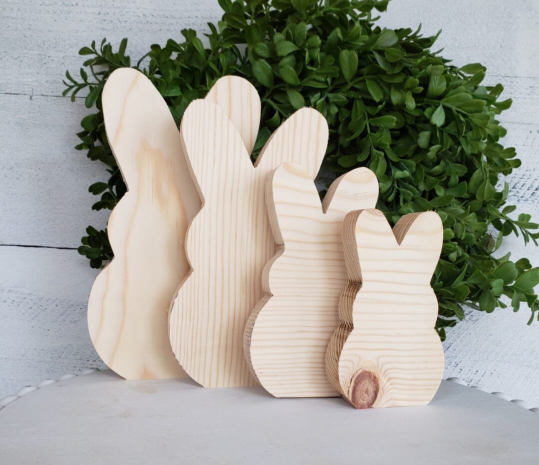 12 Tiered Tray Unfinished Wood Bunny Family Cutout/spring/craft Supply ...