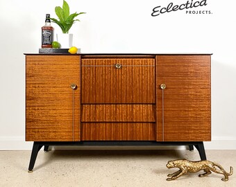 SOLD Mid Century Drinks Cabinet by Beautility Vintage 1950s Tola Cocktail Bar With Light MCM Sideboard Bar Cabinet Wine Storage