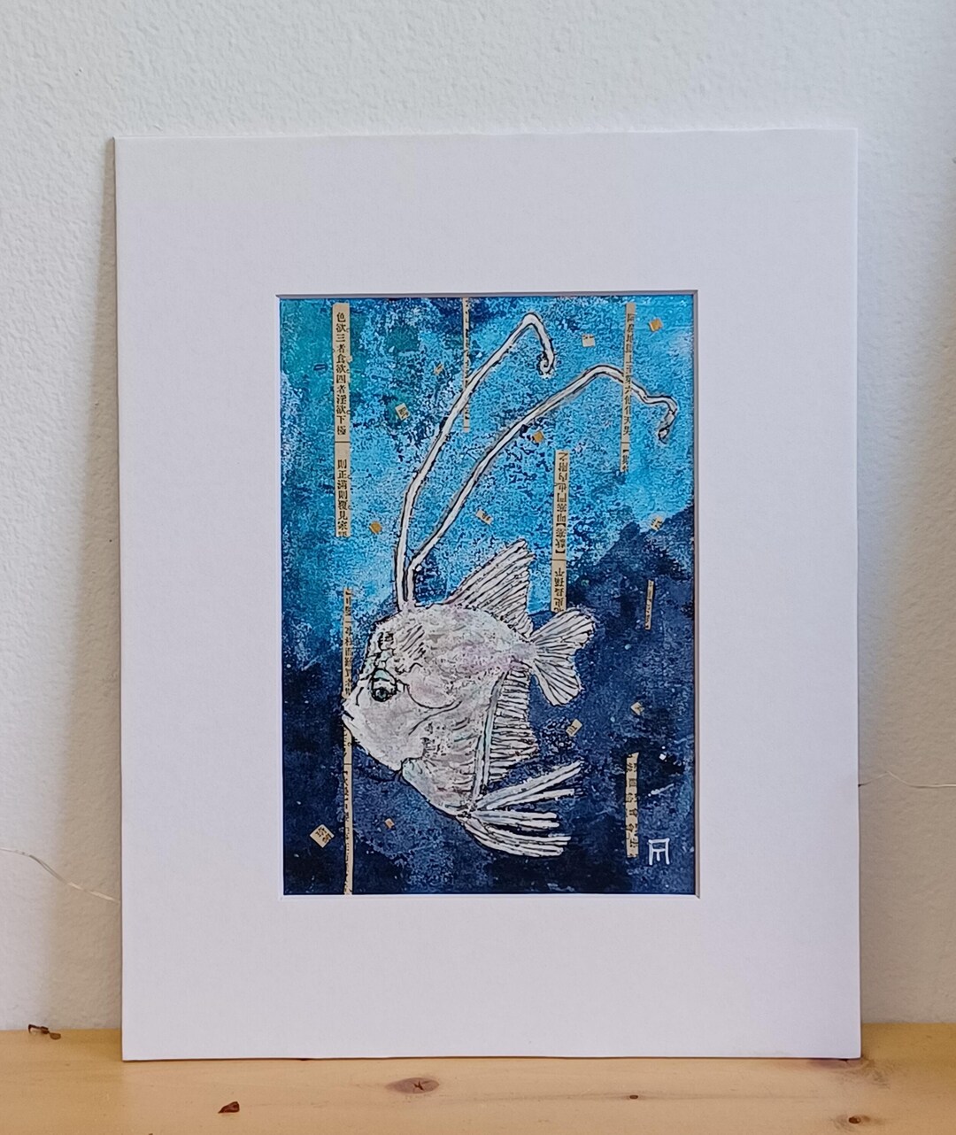 Antenna Fish, 8x10, Mixed Media, Acrylic and Collage, Japanese ...