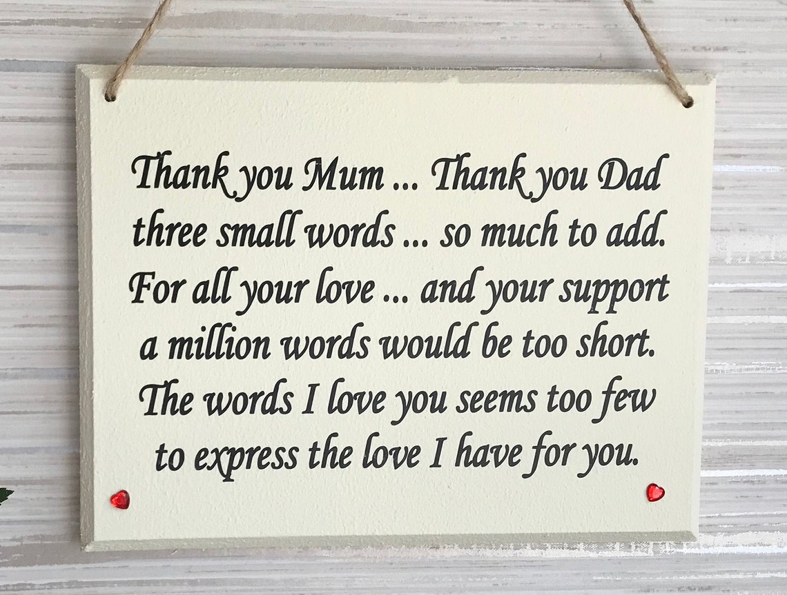 Thank You Mum/dad Gift Parents Thank You Gift Thank You | Etsy