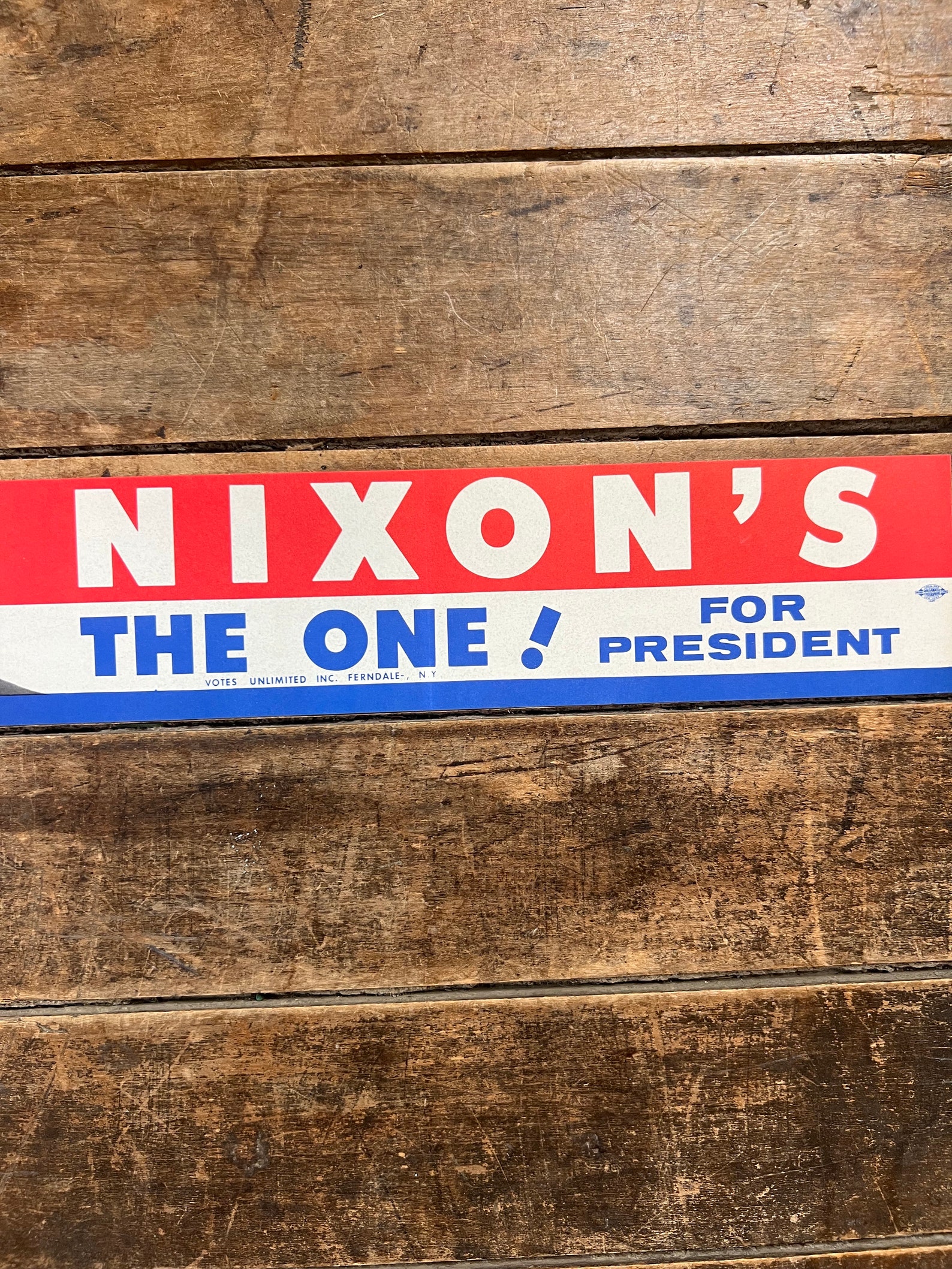 Vintage 1968 Richard Nixon Election Bumper Sticker the One for ...