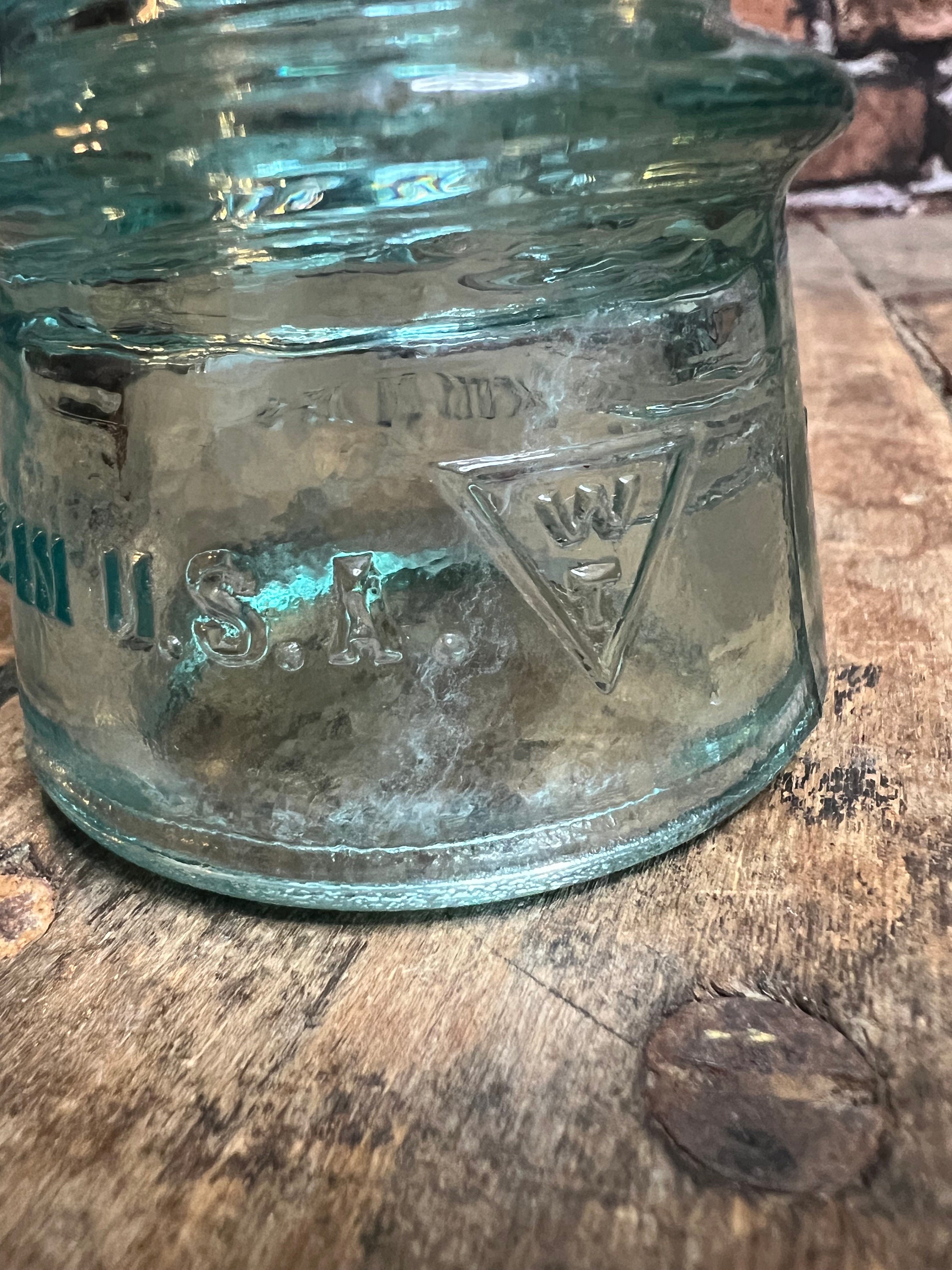 Vintage 1936 Whitall Tatum. Co No. 3 - Ice Aqua Blue Glass Insulator ...