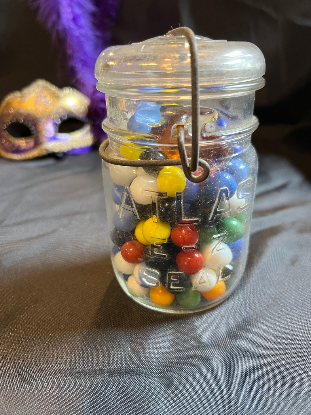 Vintage Atlas E-Z Seal Mason Jar Pint With Lid & Wire Bail - Filled ...