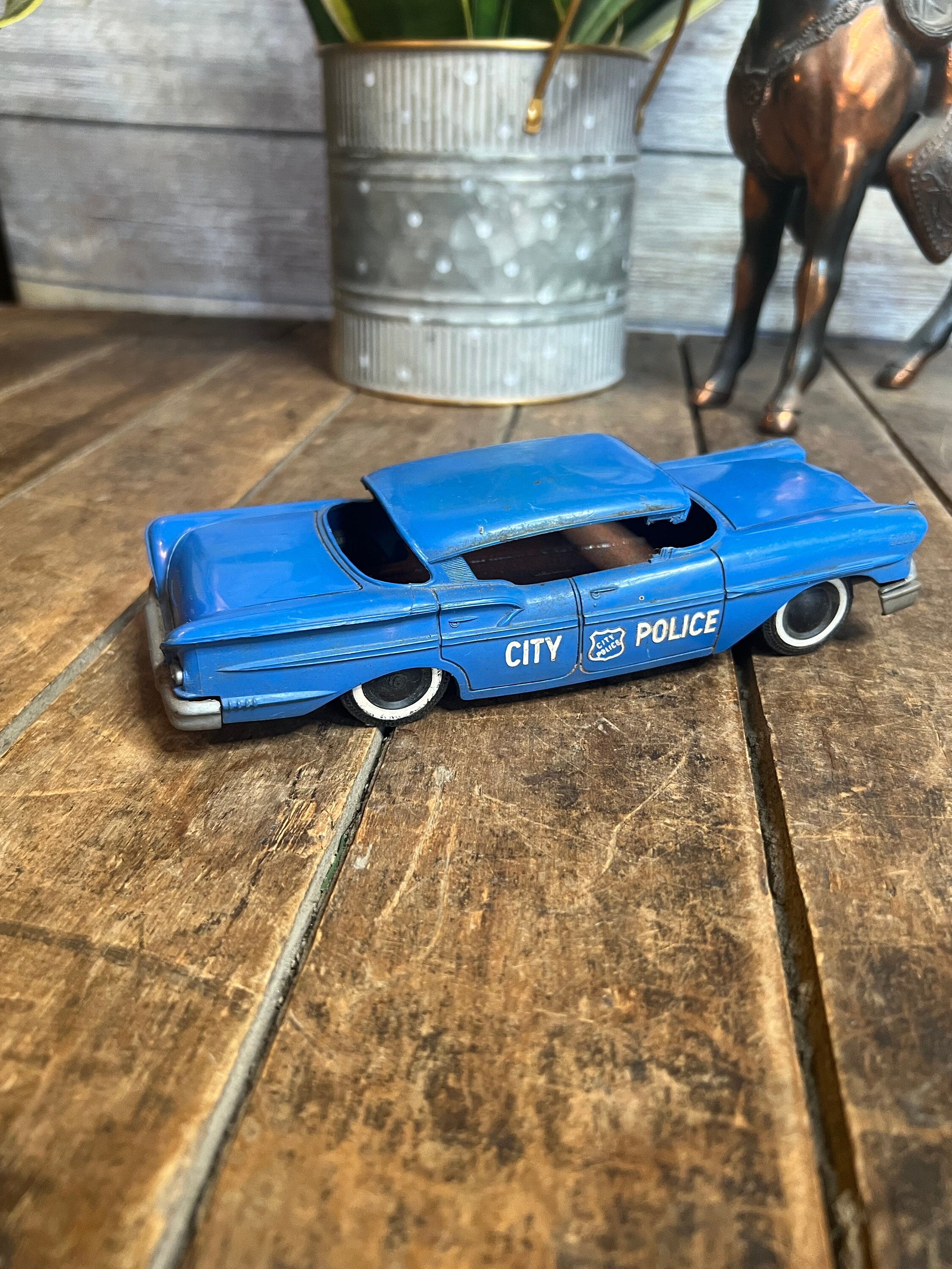 Vintage 1958 Impala City Police Cruiser Friction Toy Car City Police ...
