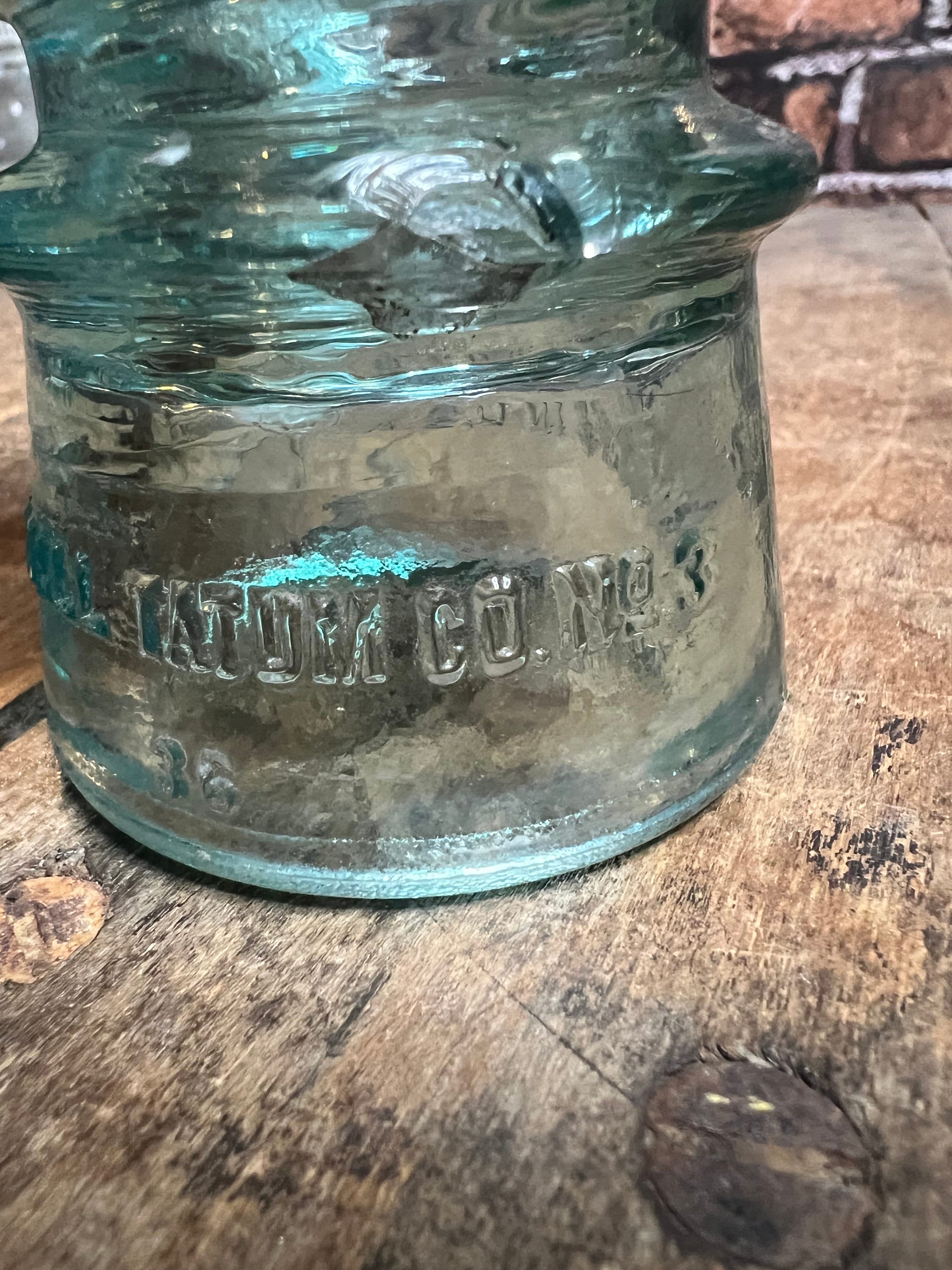 Vintage 1936 Whitall Tatum. Co No. 3 Ice Aqua Blue Glass Insulator Made ...