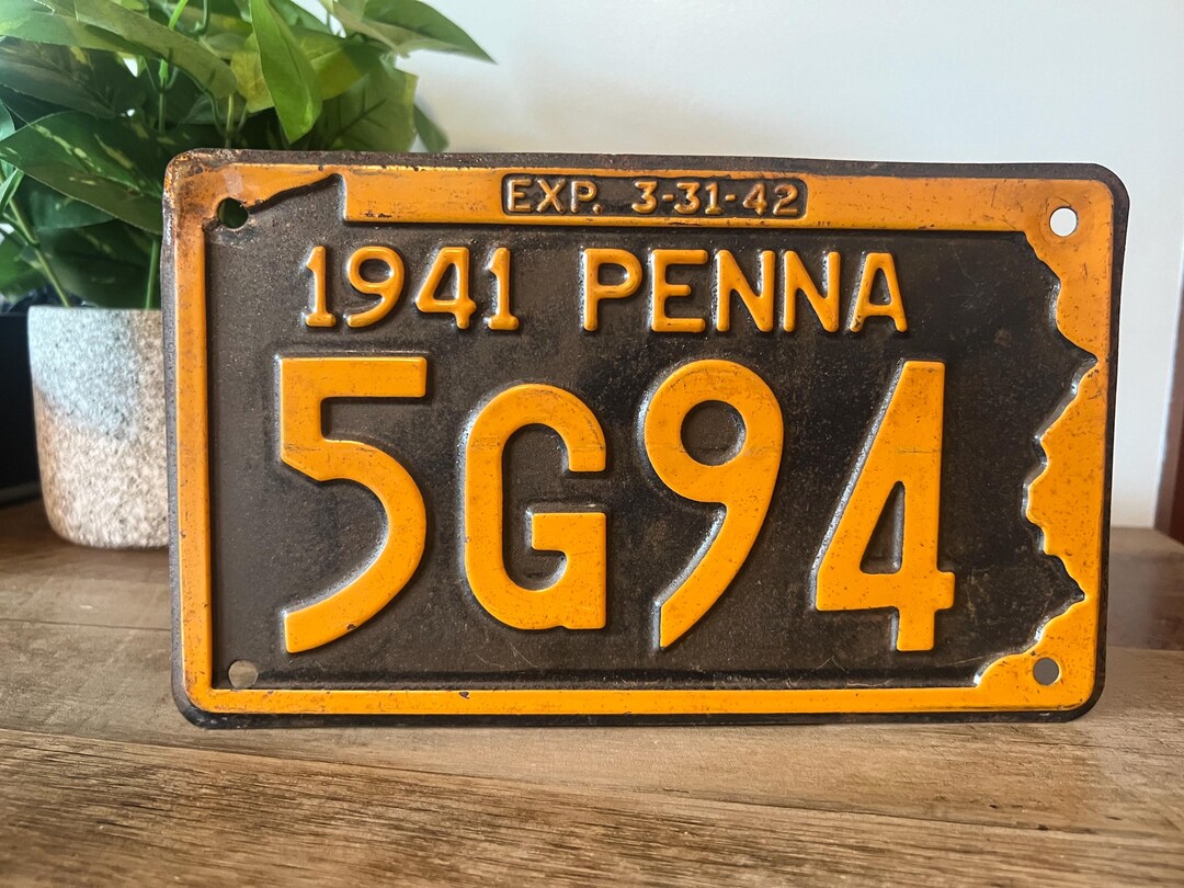 Antique 1941 Pennsylvania License Plate - Retro Garage Decor - Man Cave ...