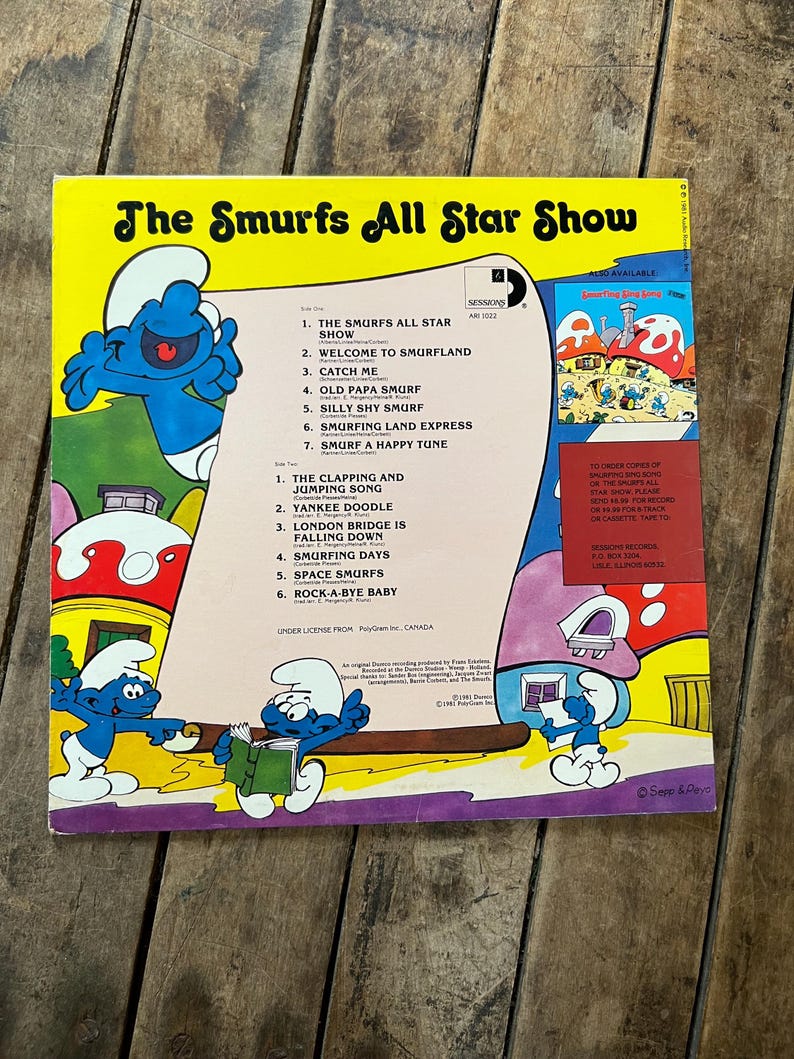 The Smurfs All Star Show - 1981 Sessions Records - LP Vinyl Album - Etsy