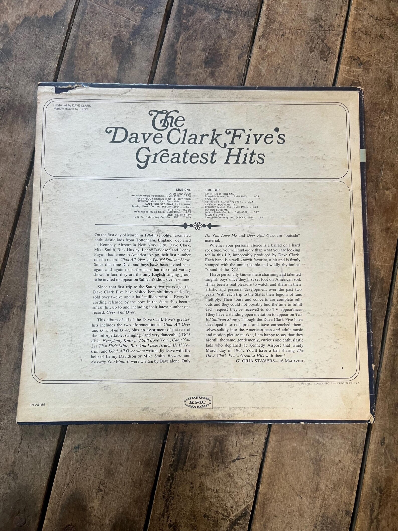 Vintage 1966 the Dave Clark Five - Greatest Hits - Epic LP Record ...