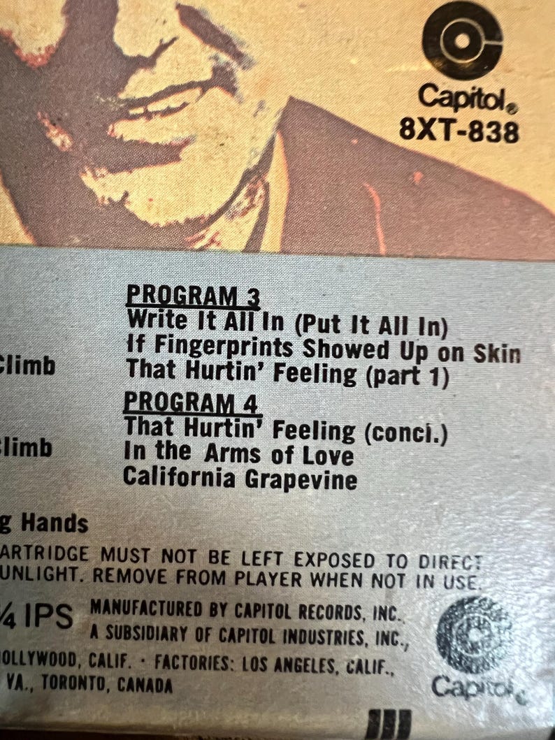 1971 Freddie Hart “easy Loving ” Capitol Records 8-track Tape - Etsy