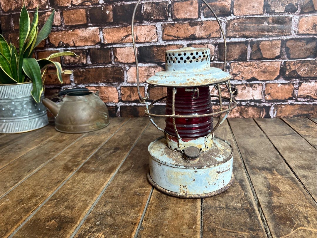 Antique Handlan Buck Co Mfg Consolidated Edison Lantern & Red Glass ...