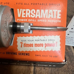 Vintage 1960s VERSAMATE Power Drill Speed Reducer - Complete in Original Box With Instructions ...