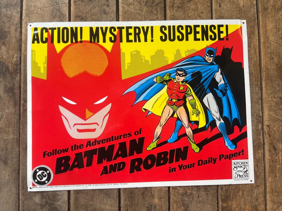 1990 Batman and Robin Embossed Metal Sign – DC Comics Advertising - Etsy