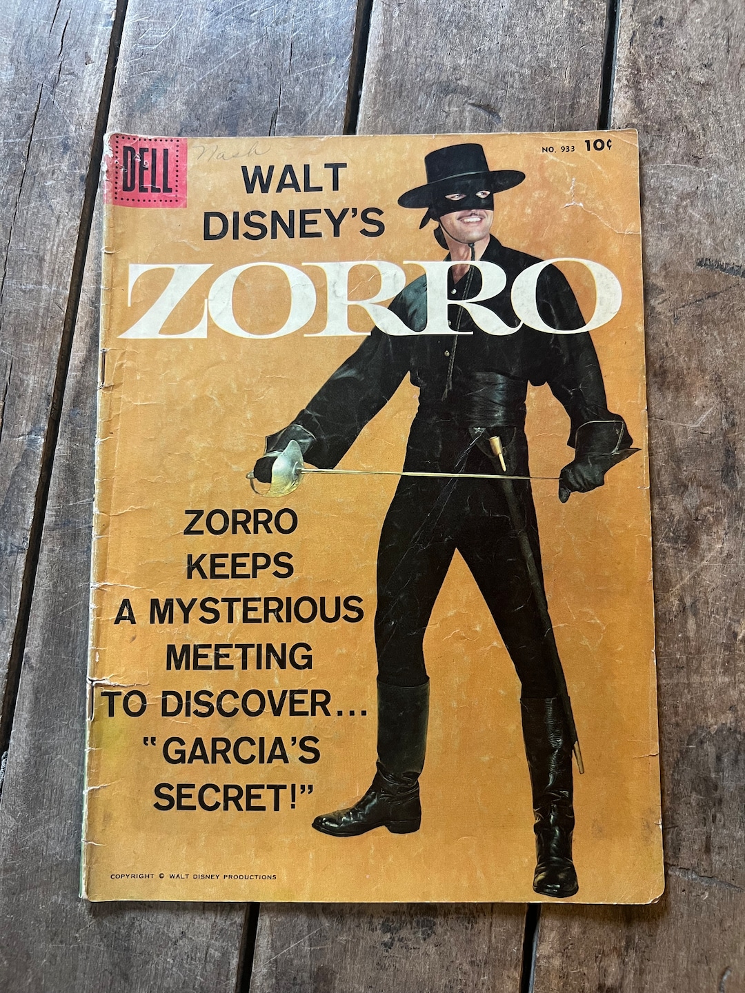 1958 Dell Walt Disney's ZORRO Comic Book: Silver Age, Guy Williams ...