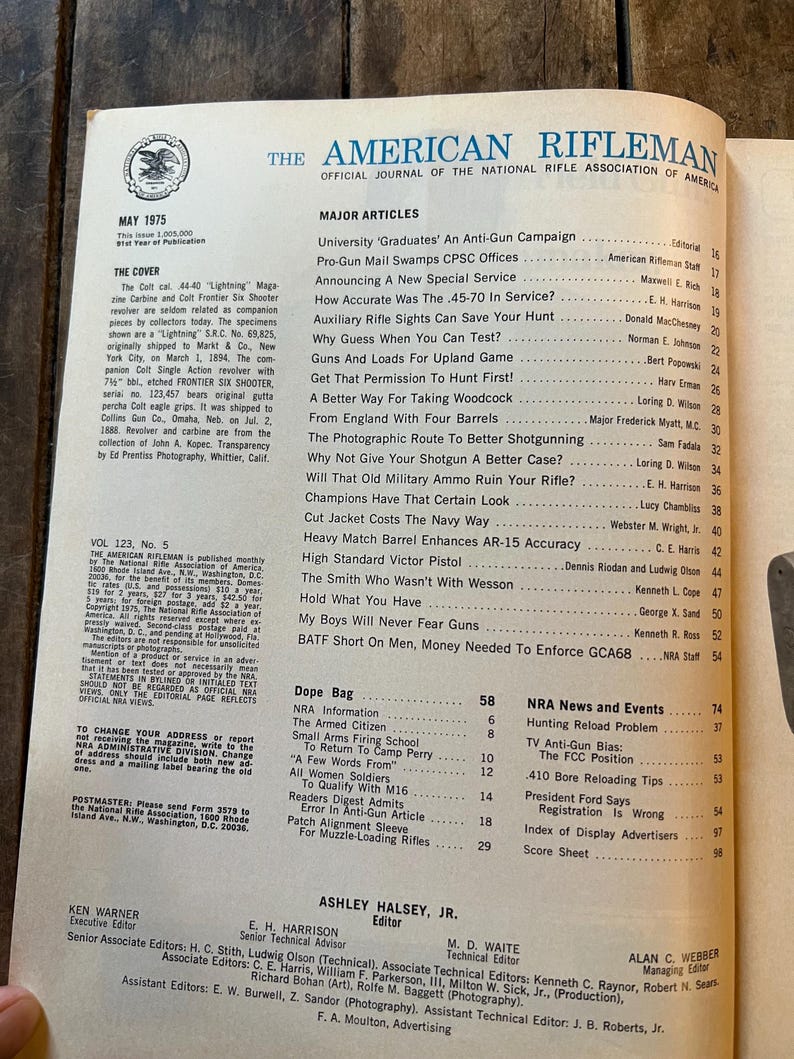 Vintage 1975 American Rifleman Magazine - May Edition- Retro ...