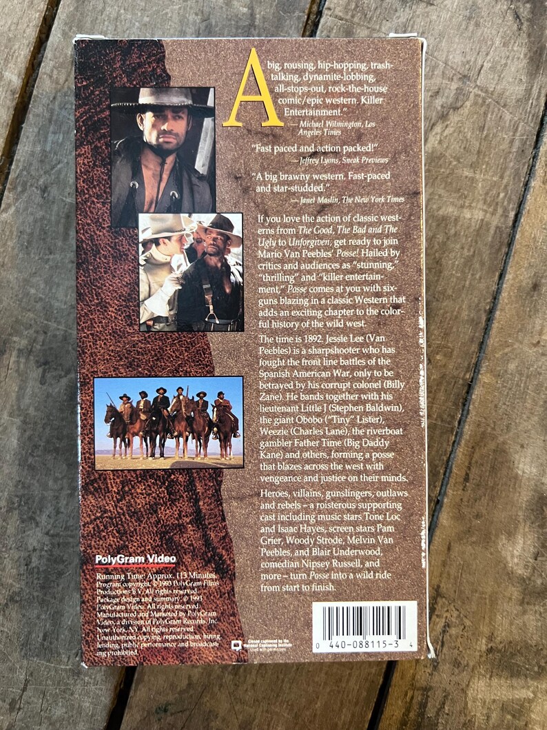 Posse ( VHS 1993) Starring - Mario Van Peebles & Stephen Baldwin - Etsy