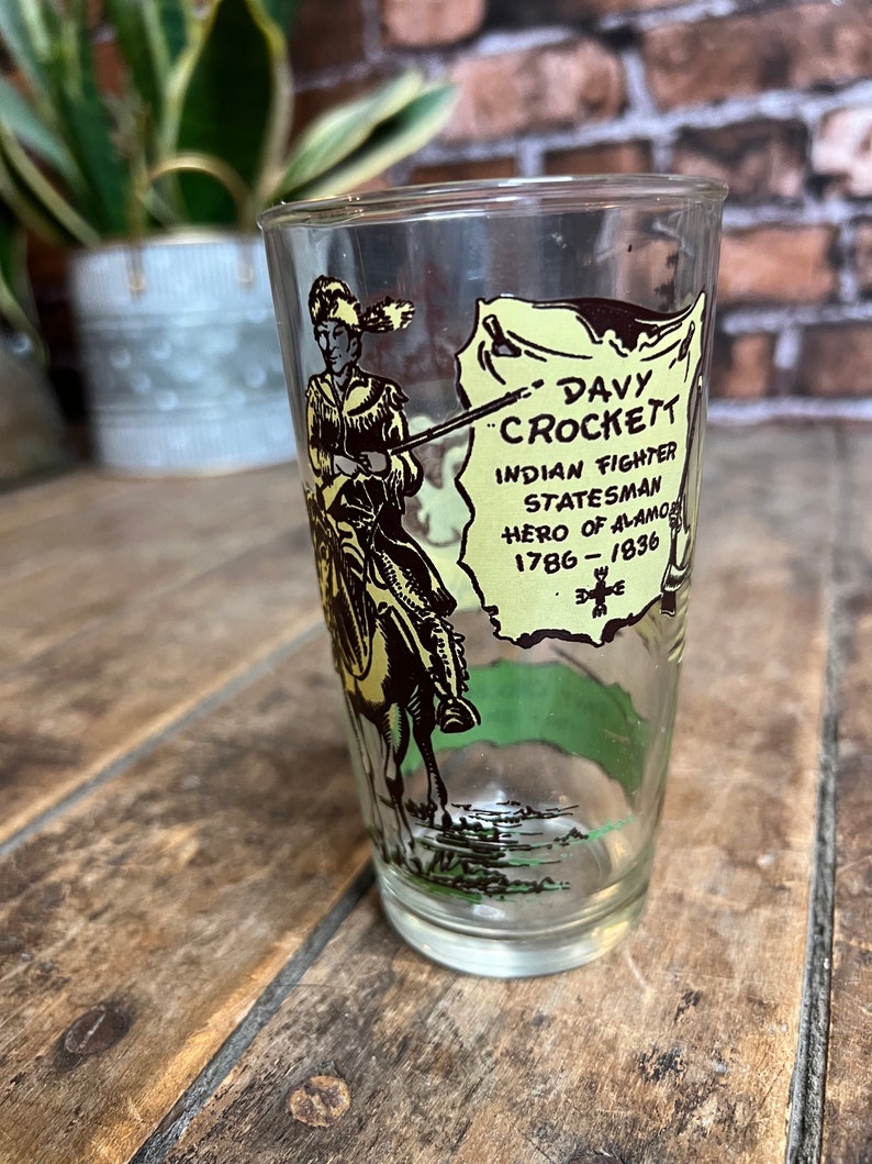 Vintage 1950s Davy Crockett Drinking Glass - Hazel Atlas Glass Company ...