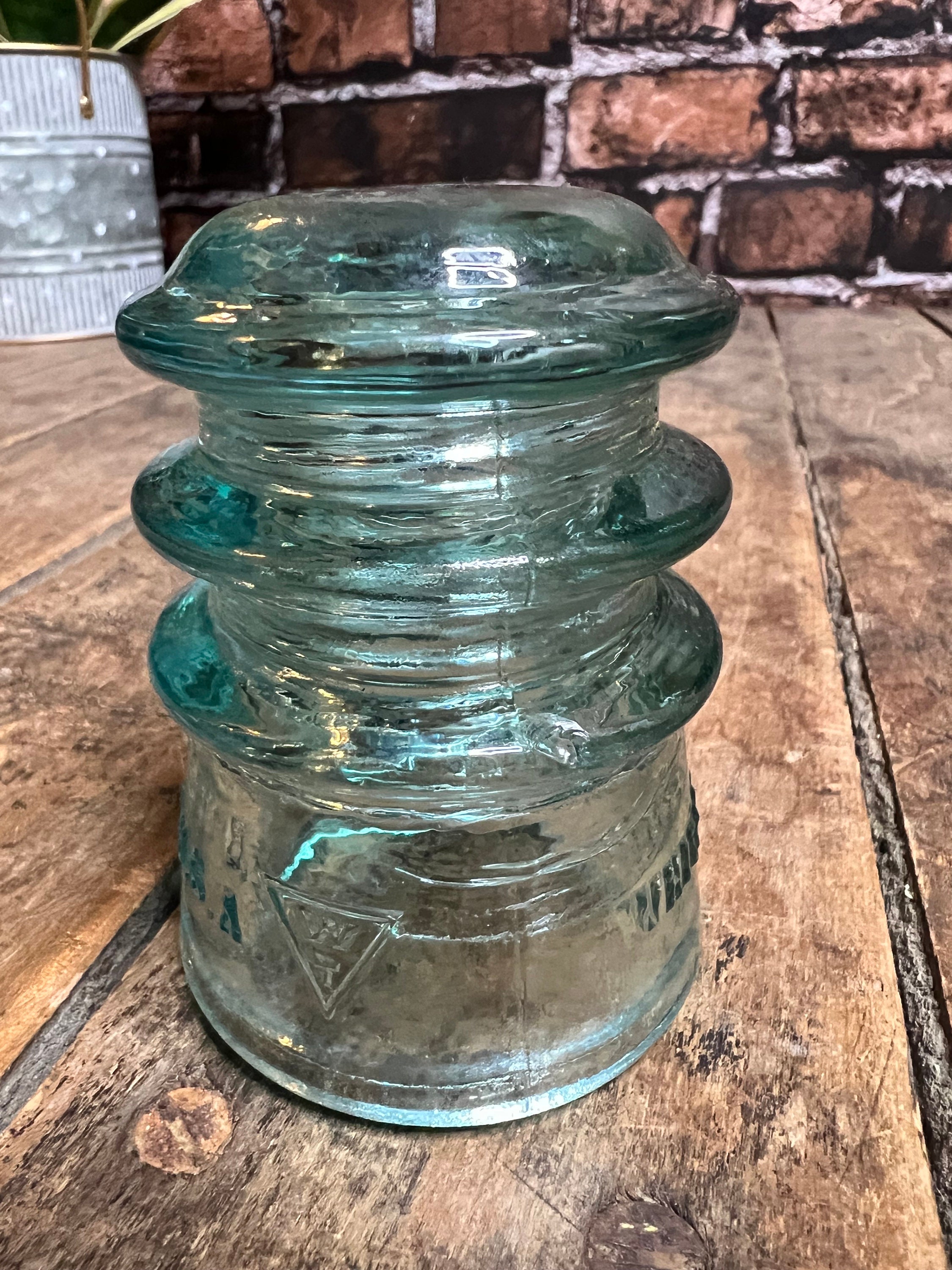 Vintage 1936 Whitall Tatum. Co No. 3 - Ice Aqua Blue Glass Insulator ...