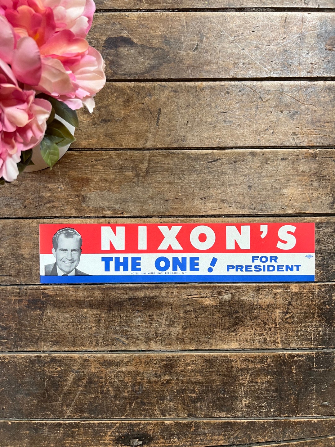 Vintage 1968 Richard Nixon Election Bumper Sticker the One for ...