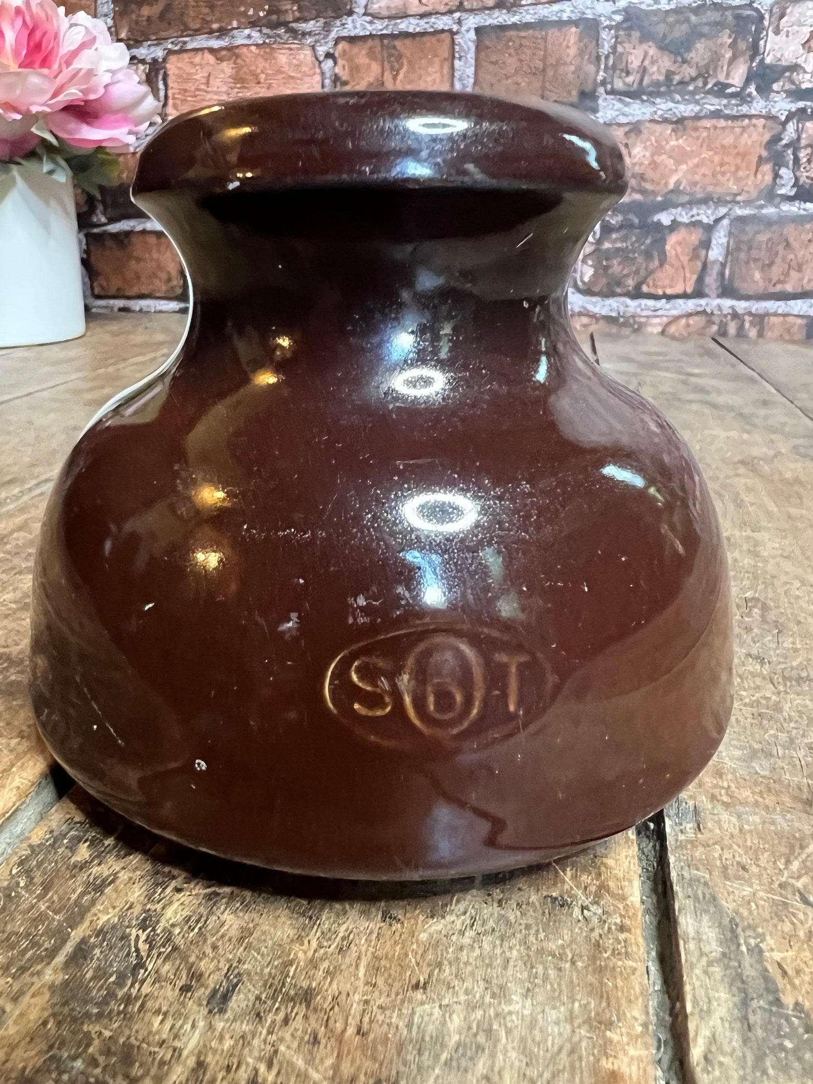 Antique 1930s Embossed SBT Ohio Brass Company- Brown Porcelain ...