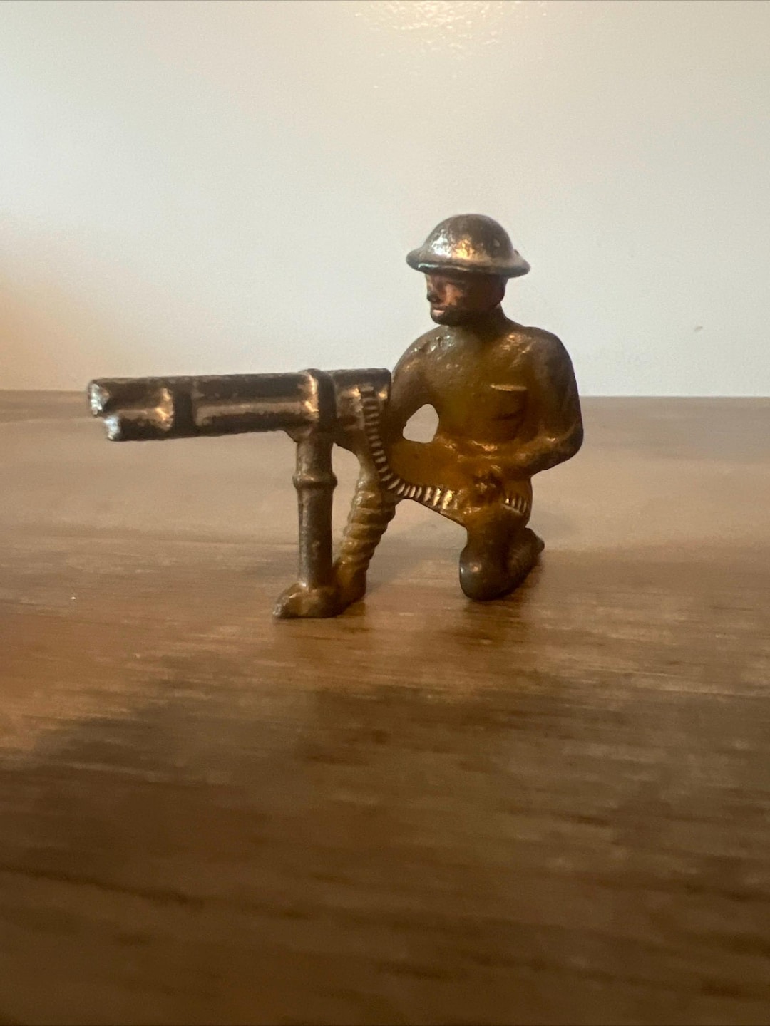 Antique WWI Grey Iron Metal Toy Soldier - Infantry Machine Gunner- Grey ...