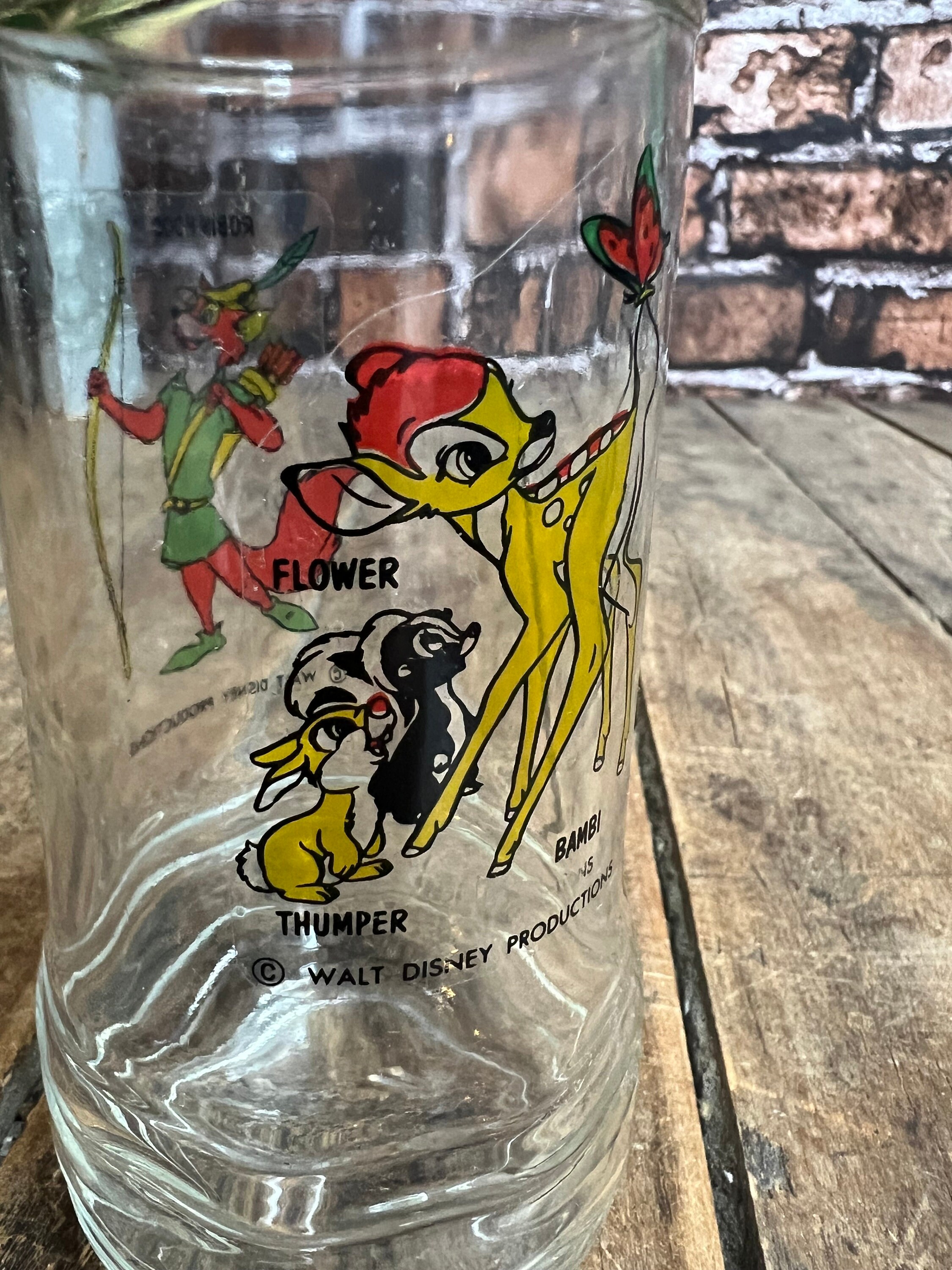 Vintage 1960s Walt Disney Drinking Glass Featuring Bambi, Flower ...