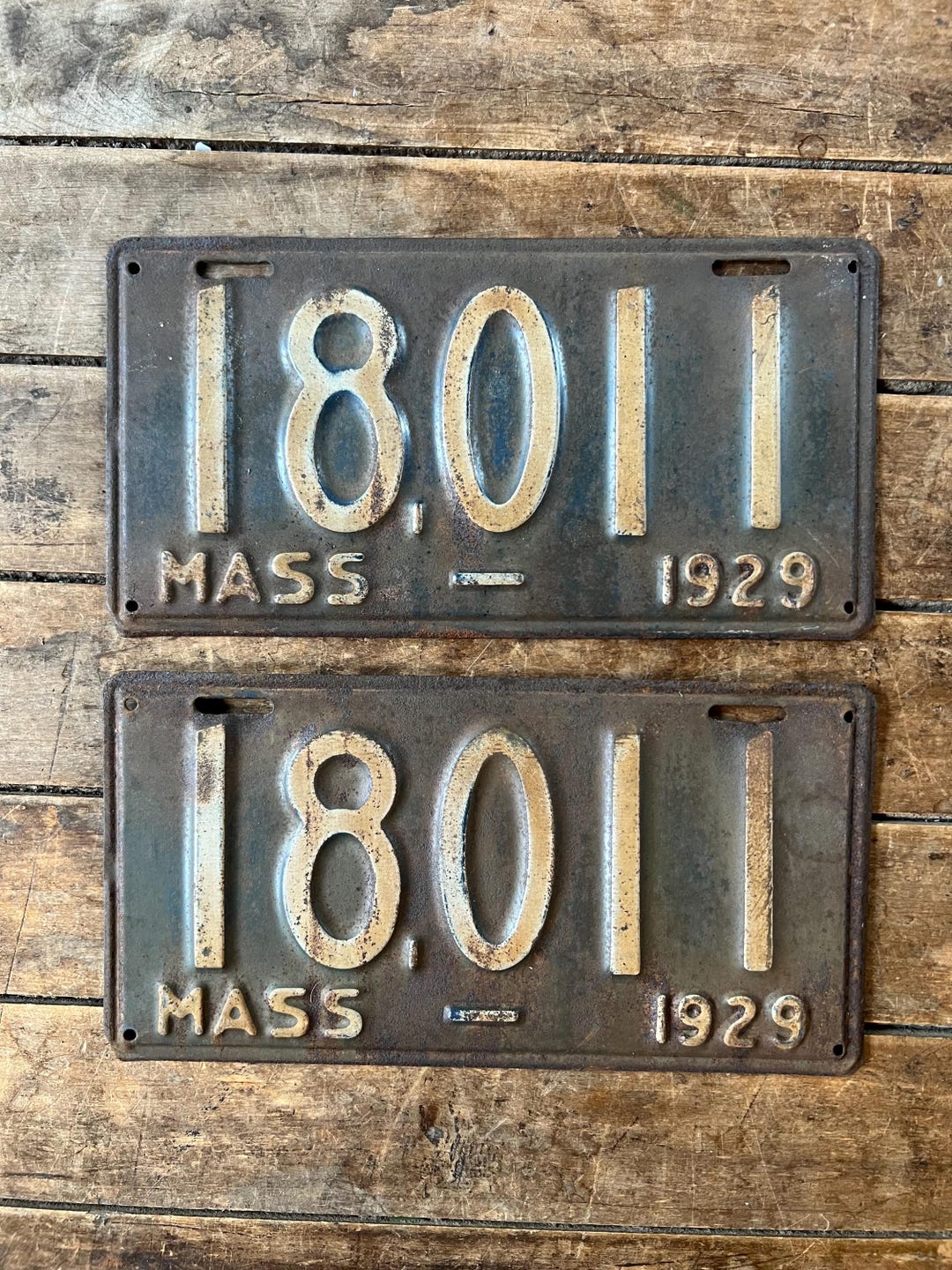 Antique 1929 Massachusetts License Plate Pair: Retro Garage Decor - Etsy
