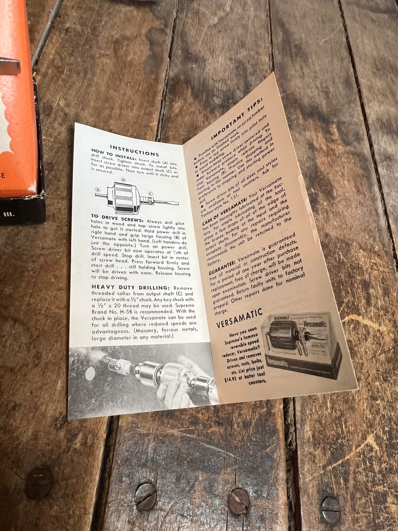 Vintage 1960s VERSAMATE Power Drill Speed Reducer - Complete in ...