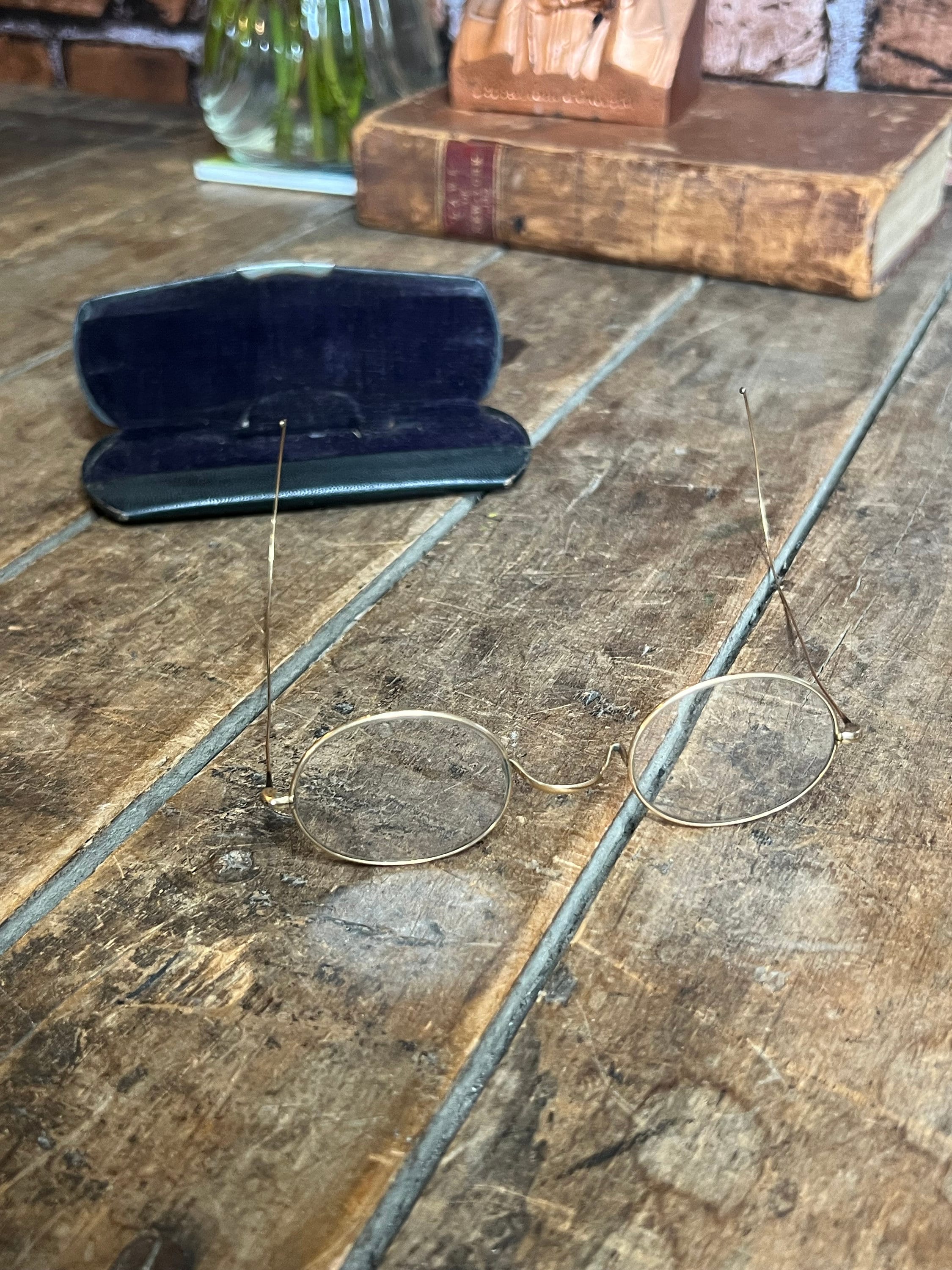 Antique 1930s Gold Wire Rim Round Eyeglasses St. Louis Spectacle House ...