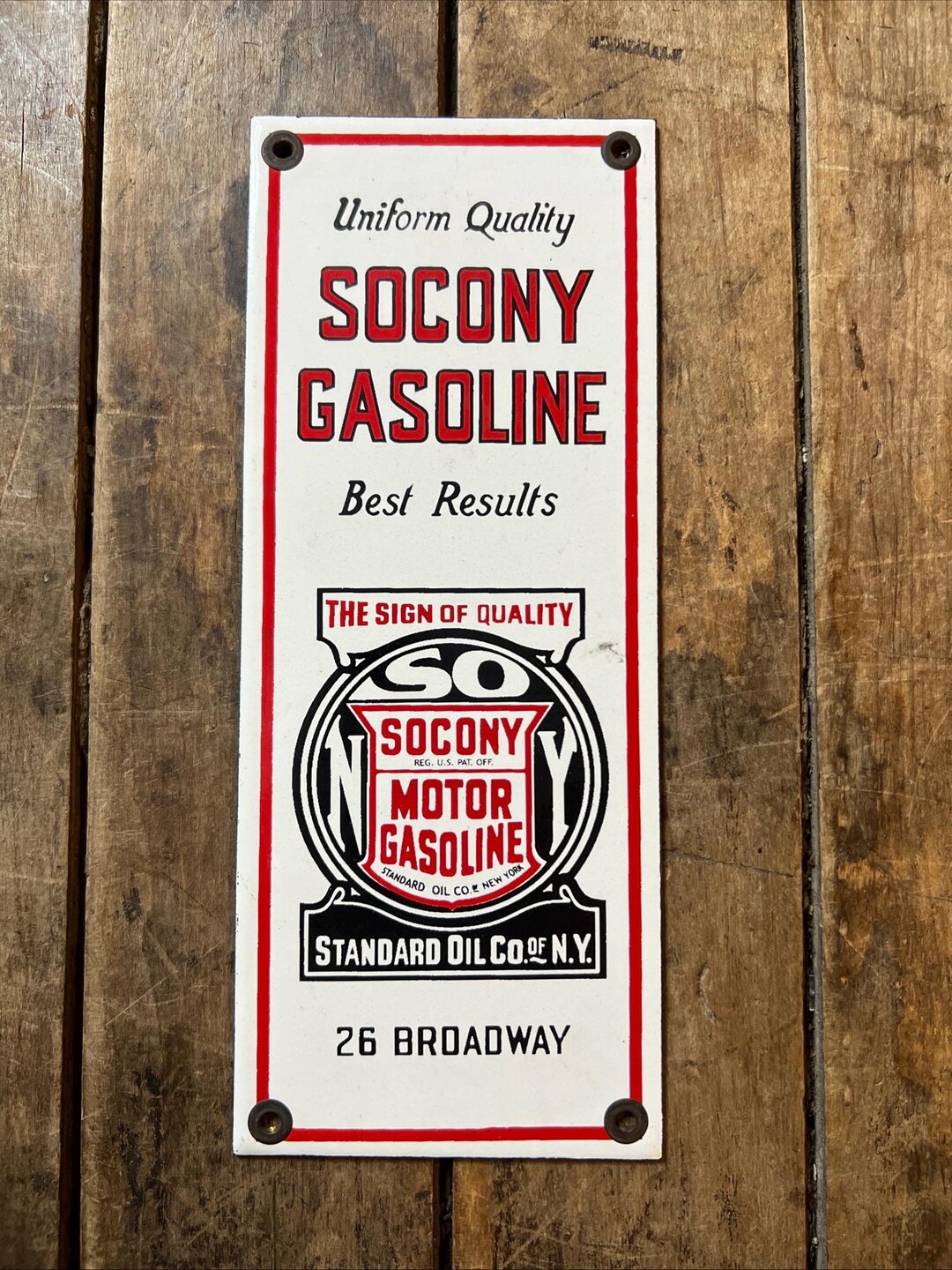 SOCONY Gasoline Porcelain Sign – Vintage Garage Art, Standard Oil NY - Etsy